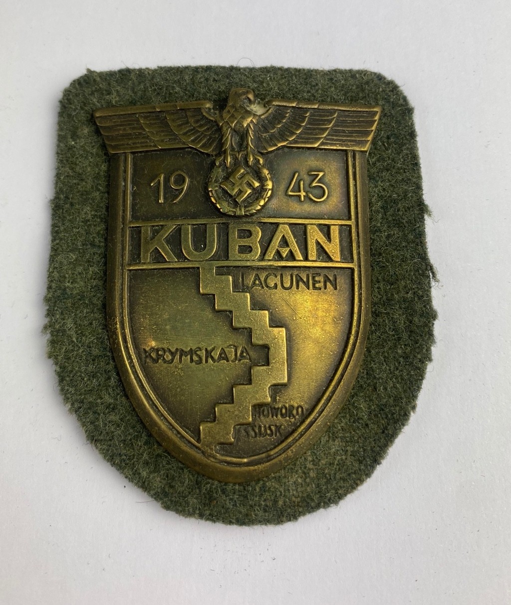 Ärmelschild Kuban Escudo de brazo Campaña de Kuban 1943 Original
